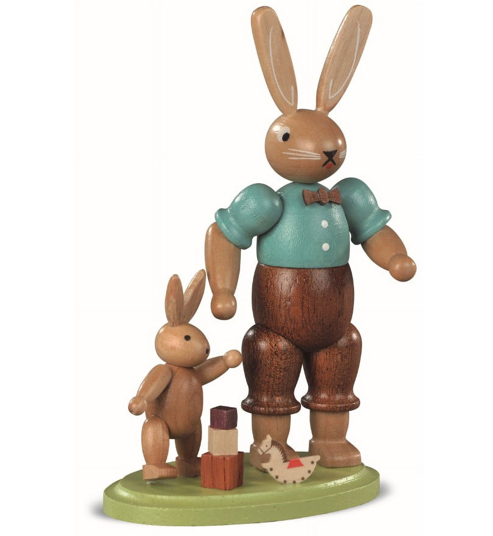 Easter bunny, male, father with playing child, height 11 cm / 4 inch ...