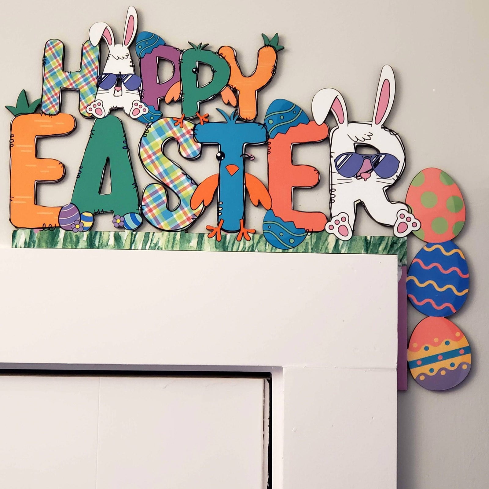 Easter over the door hanger door decor hanger,Happy Easter Wooden Door ...