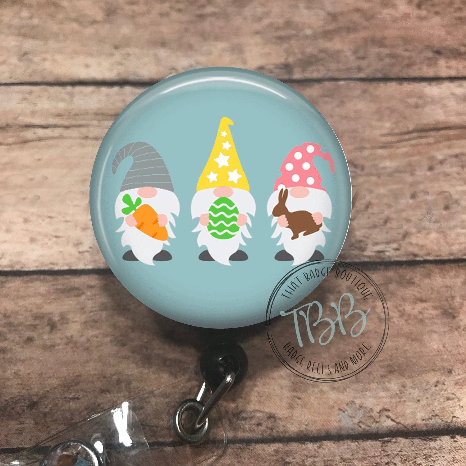 Easter gnomes - badge reel - retractable badge reel - badge clip ...