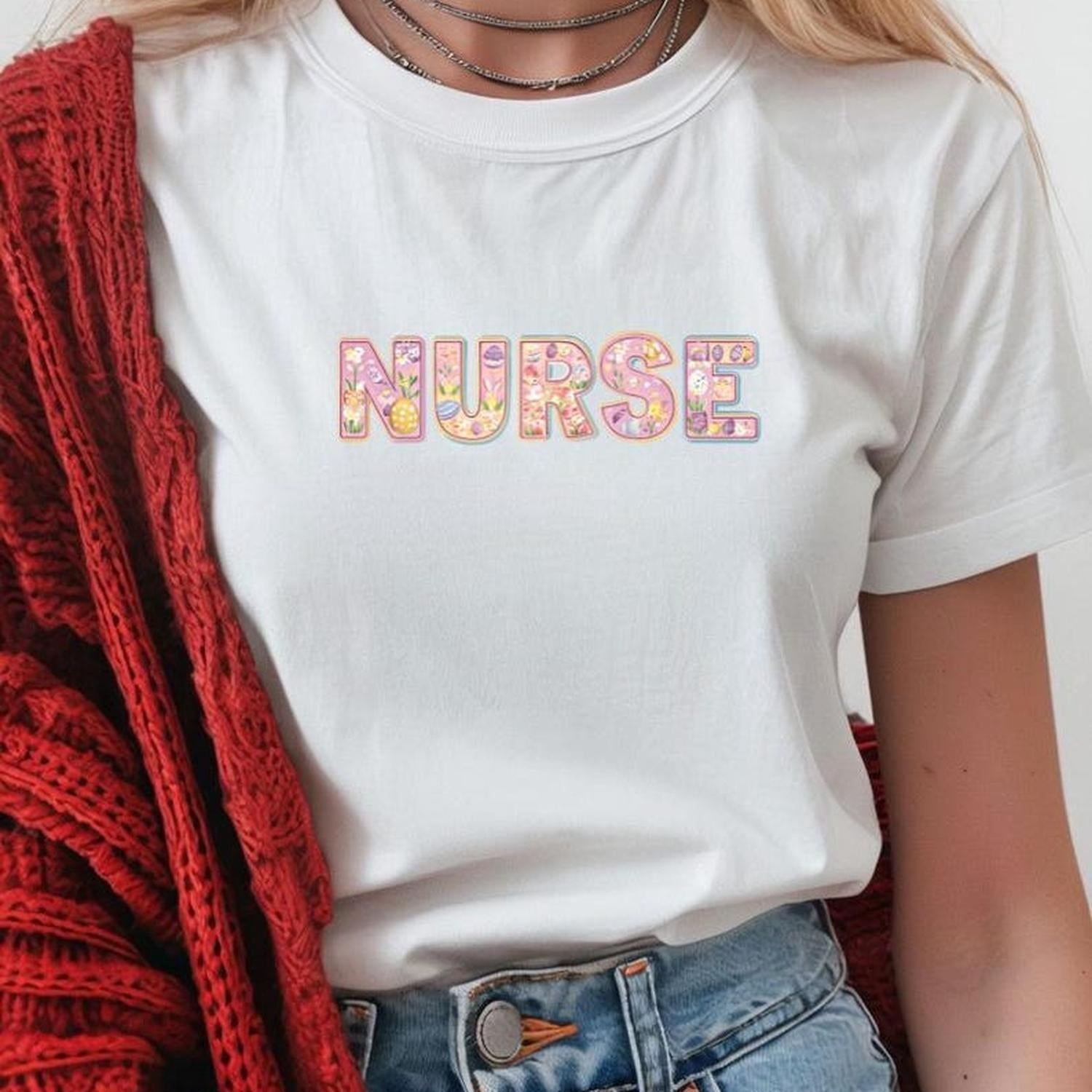 Easter nurse S1Hirt pastel NURSE letters T1EE spring egg and bunny ...