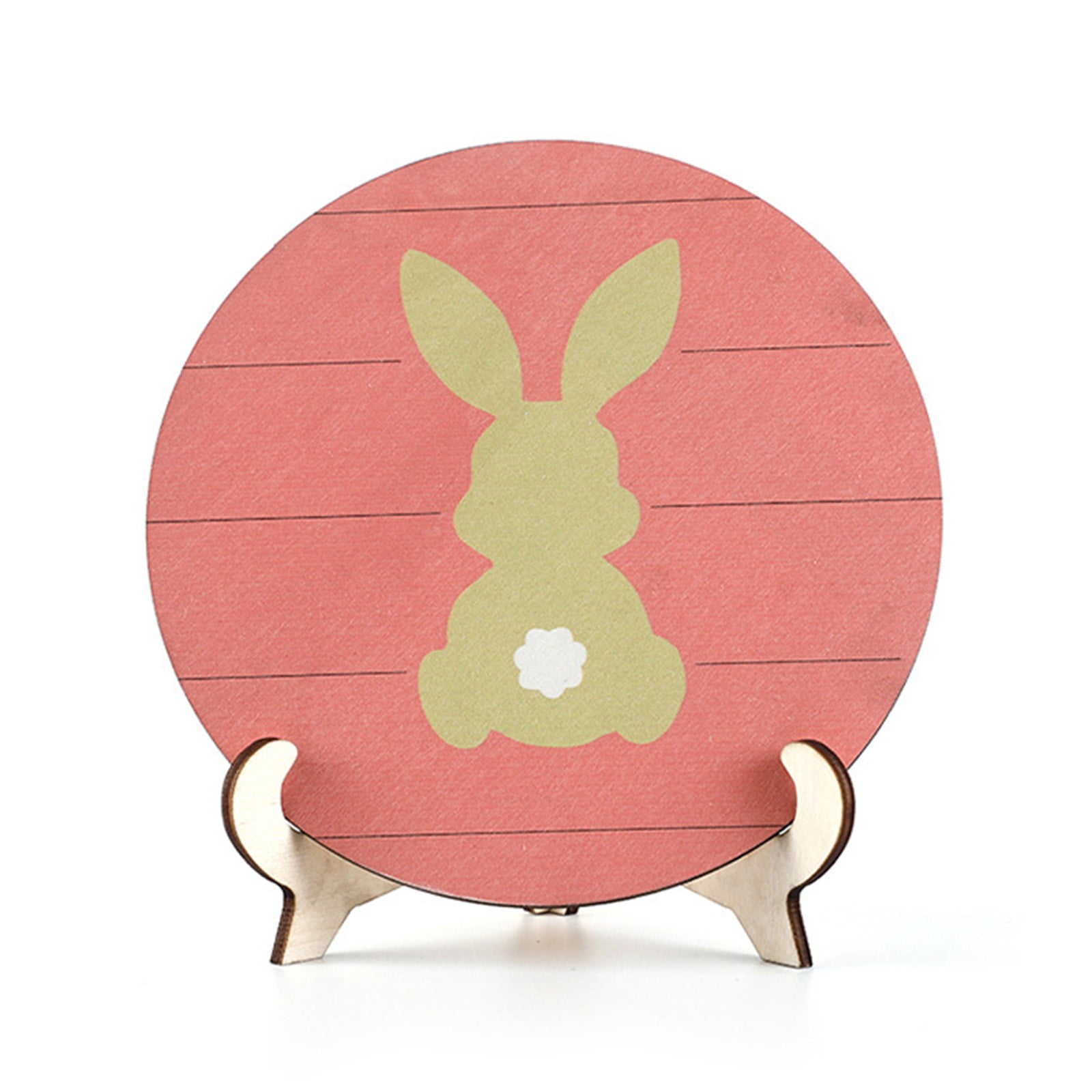 Easter ornament display,Easter Wooden Ornaments Round Rabbit Cartoon ...