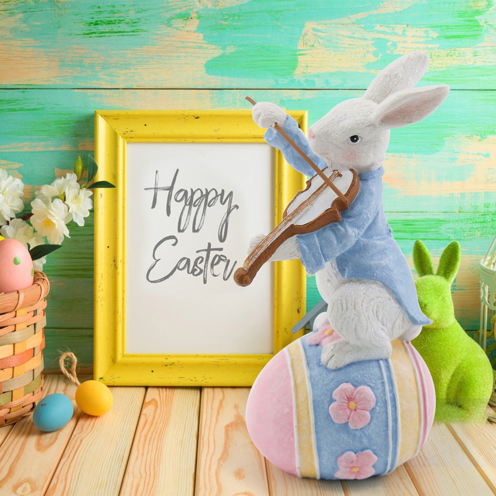 Easter ornament display,European Easter Resin Color Sequin Rabbit ...