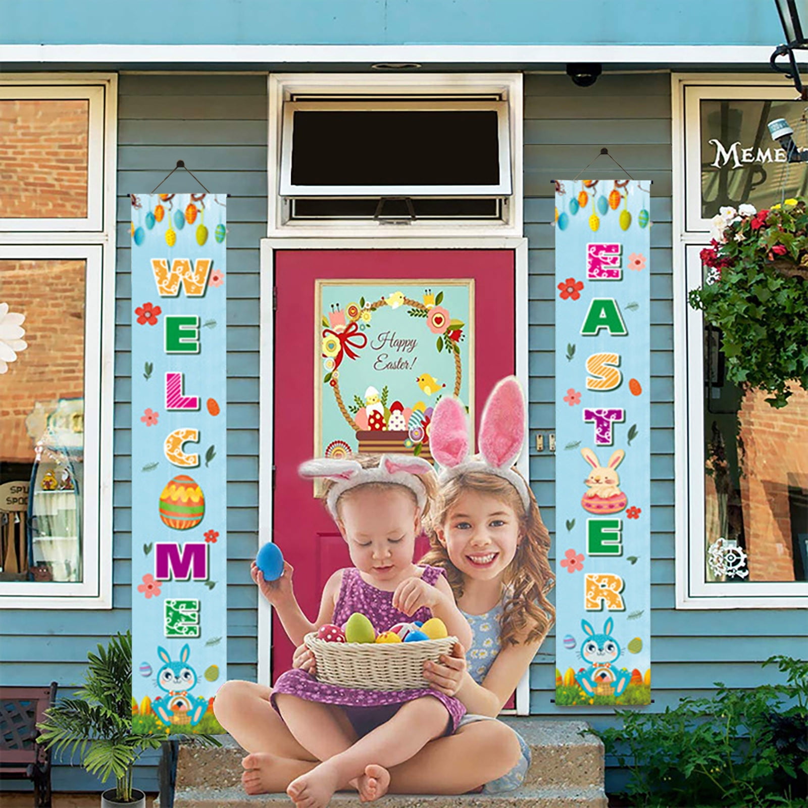 Easter ornament display,Wall Easter Indoor Outdoor Banners Banner ...