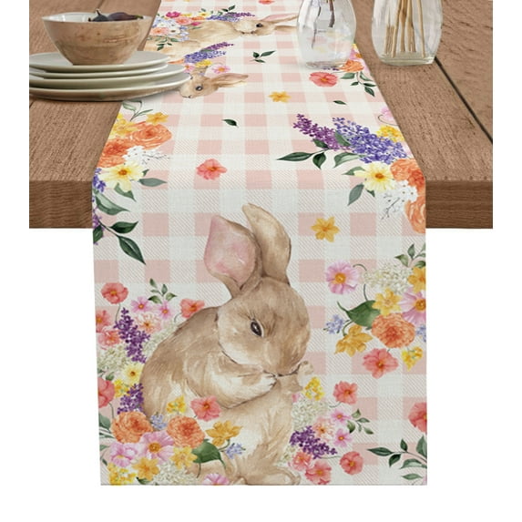 Easter r 2023 Easter Spring Easter Egg Blue Plaid Table Runner Wedding ...