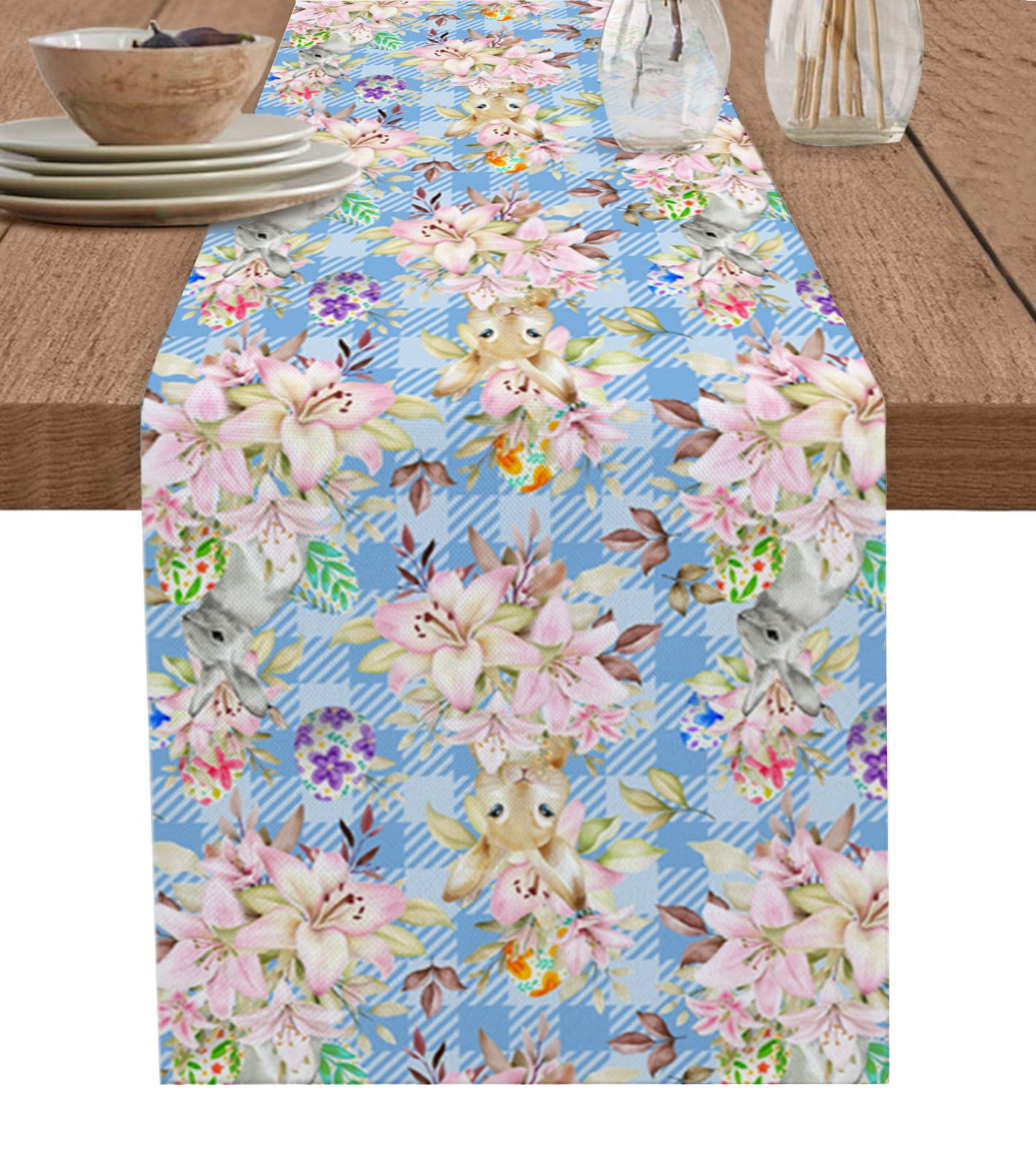 Easter r 2023 Easter Spring Easter Egg Blue Plaid Table Runner Wedding ...