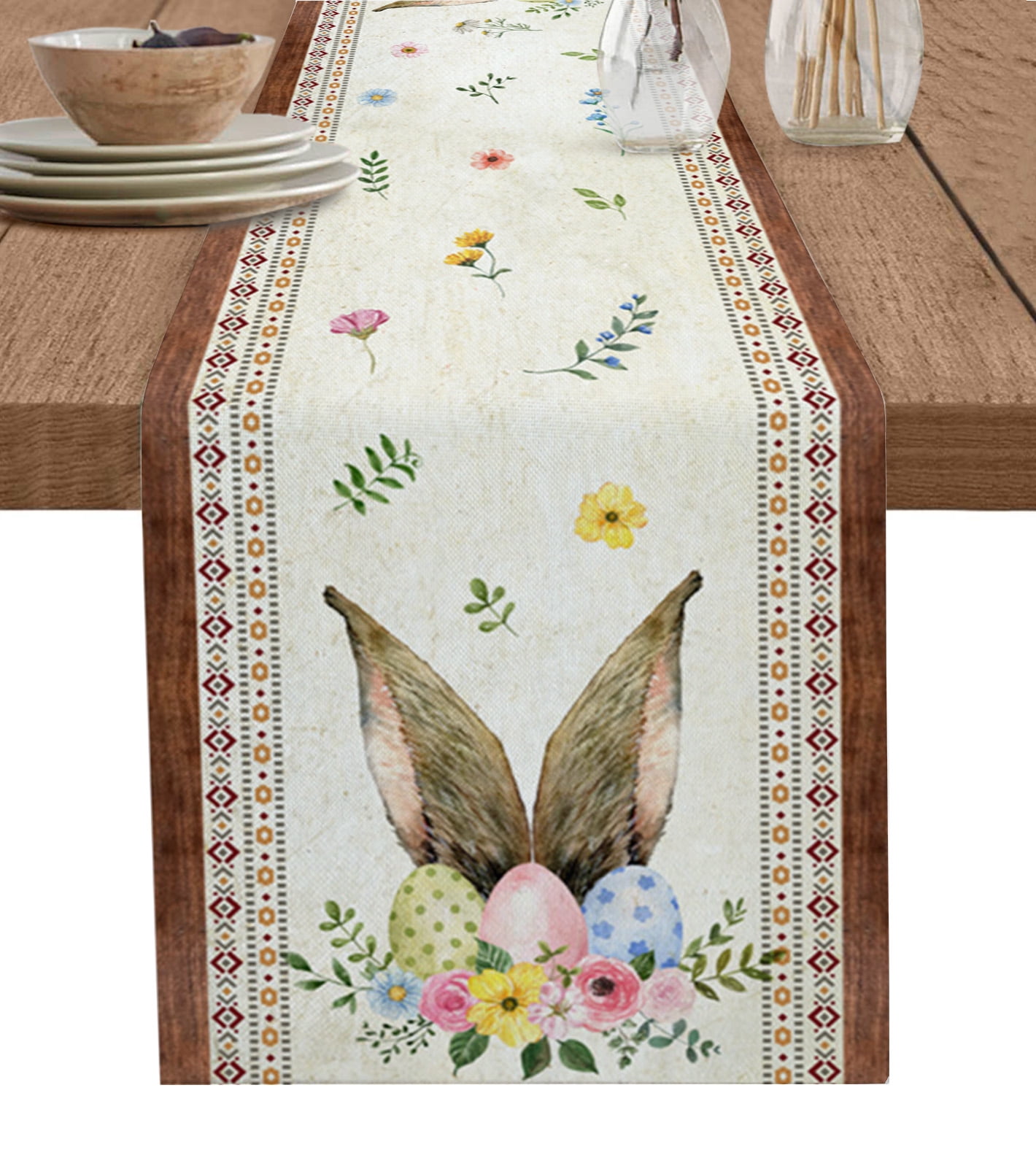 Easter r 2023 Easter Spring Easter Egg Blue Plaid Table Runner Wedding ...