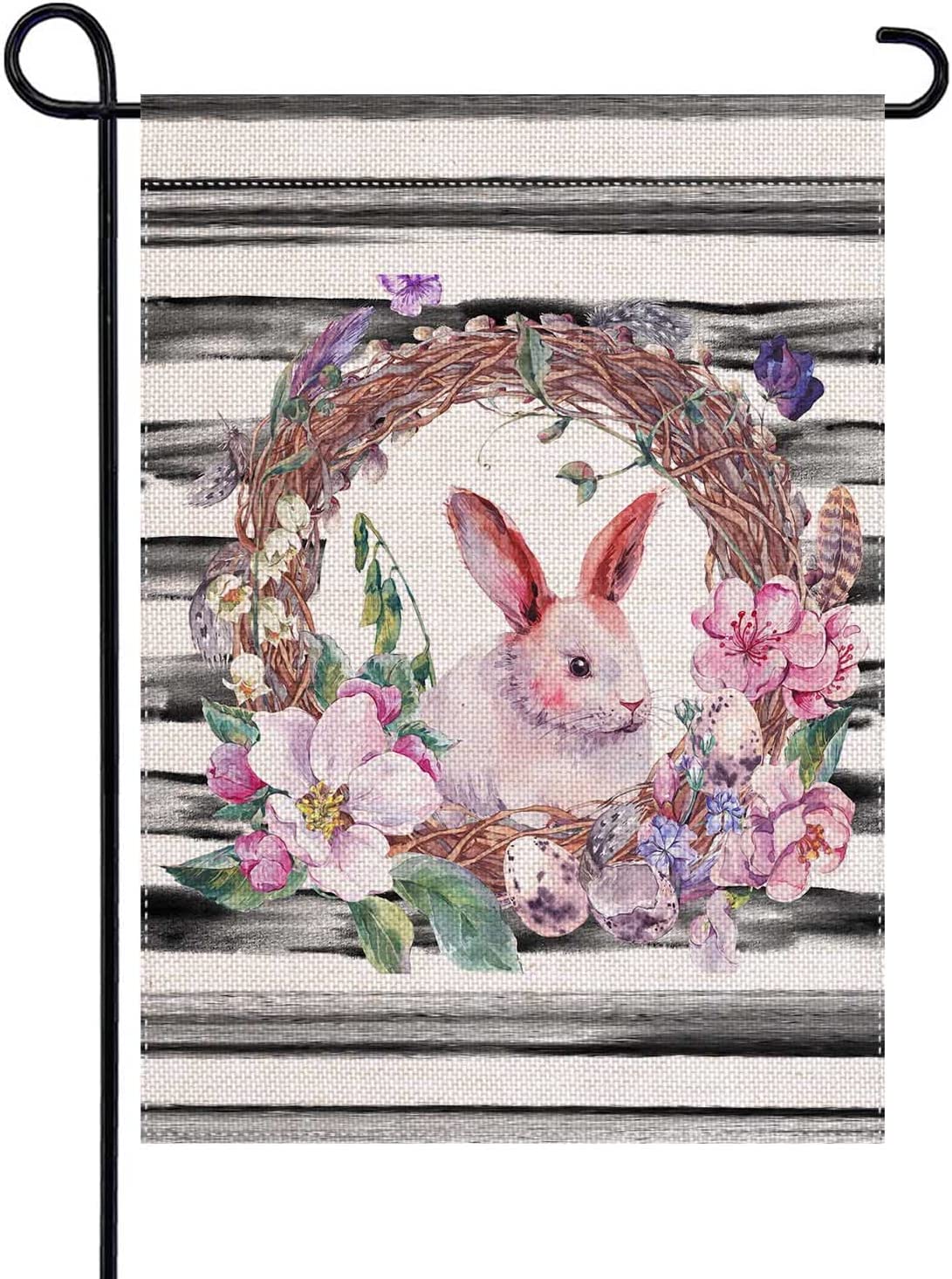 Easter wreath Holiday Garden Flags 12x18 Inch Double Sided bunny ...