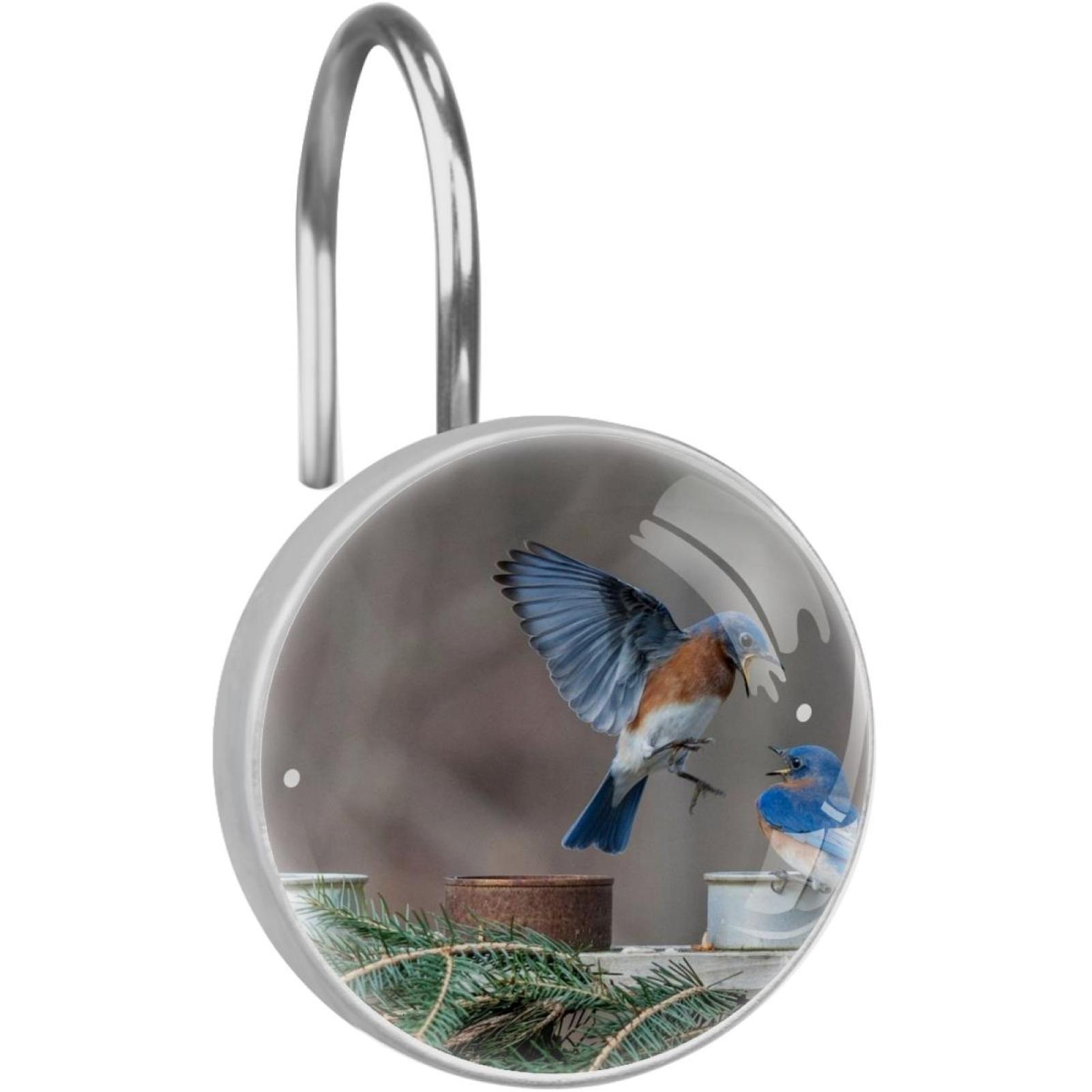 Eastern Bluebird Symbol of Peace and Hope_34 Round Shower Shower Curtain Hooks Rings, Rust ...