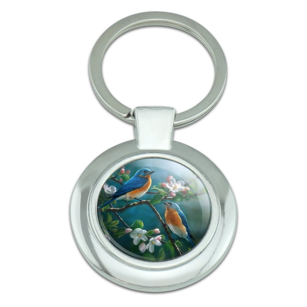 Eastern Bluebirds Blue Birds Thrush Classy Round Chrome Plated Metal ...
