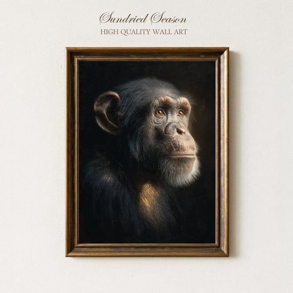 Eastern Chimpanzee Portrait Moody Wildlife Realistic Primate Artwork ...