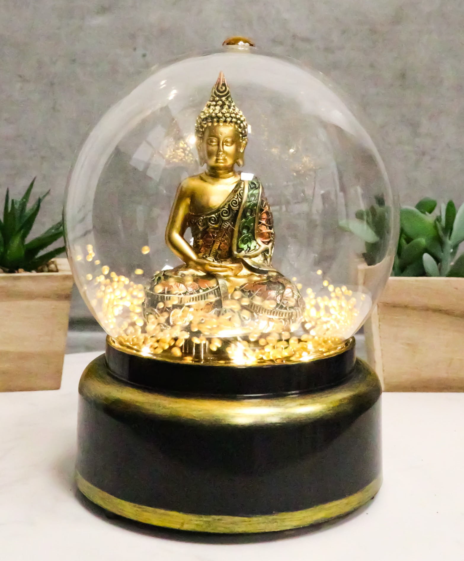 Eastern Enlightenment Buddha Meditating Air Powered LED Light Golden ...