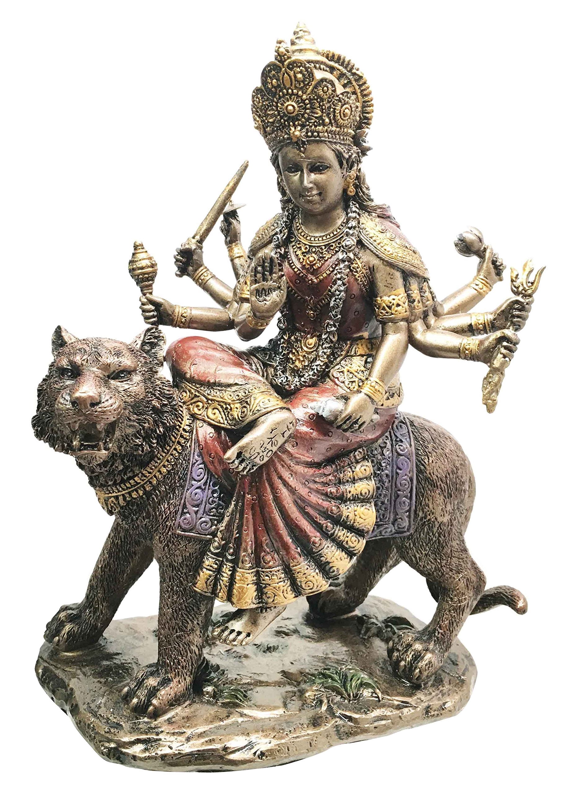 Eastern Enlightenment Durga On Tiger Statue Decorative Resin Piece ...