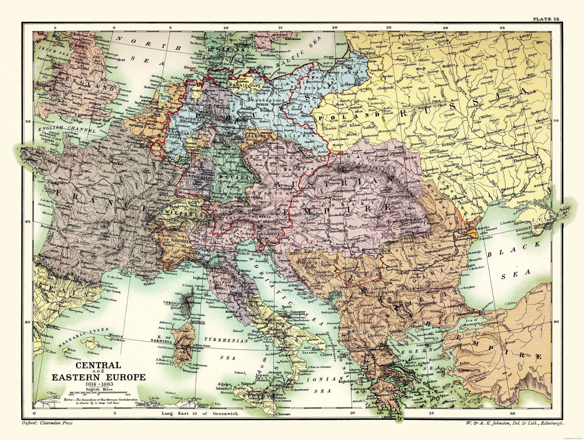 Historic Map - Eastern Europe 1814-1863 - Poole 1902 - 30.50 x 23 ...