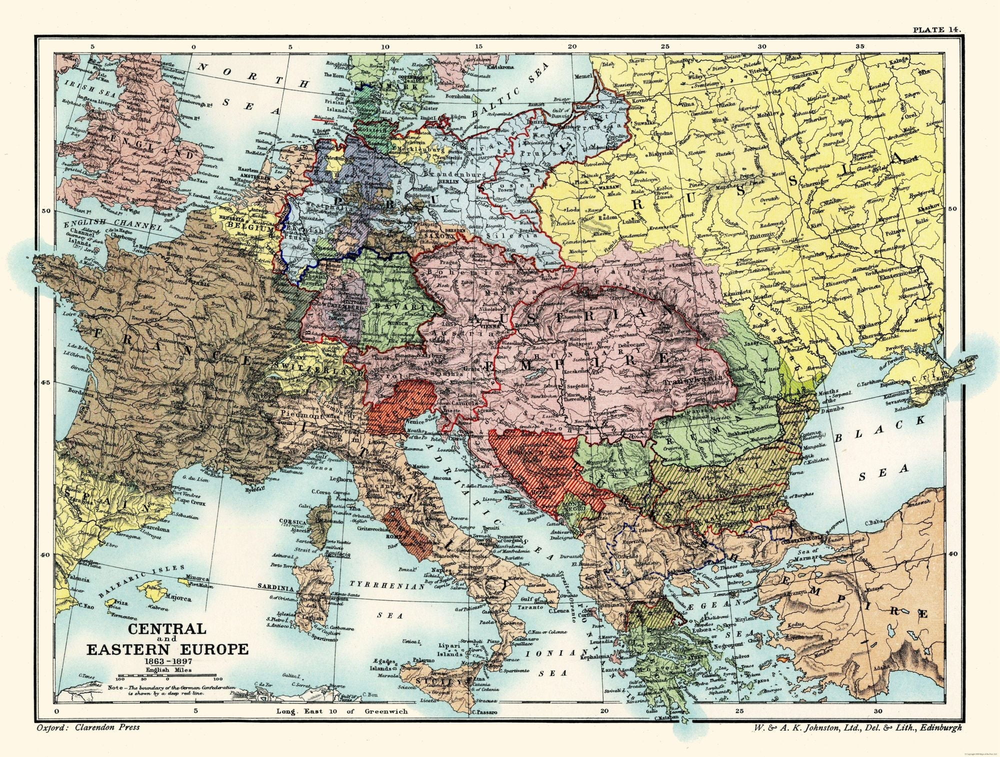 Historic Map - Eastern Europe 1863-1897 - Poole 1902 - 30.41 x 23 ...