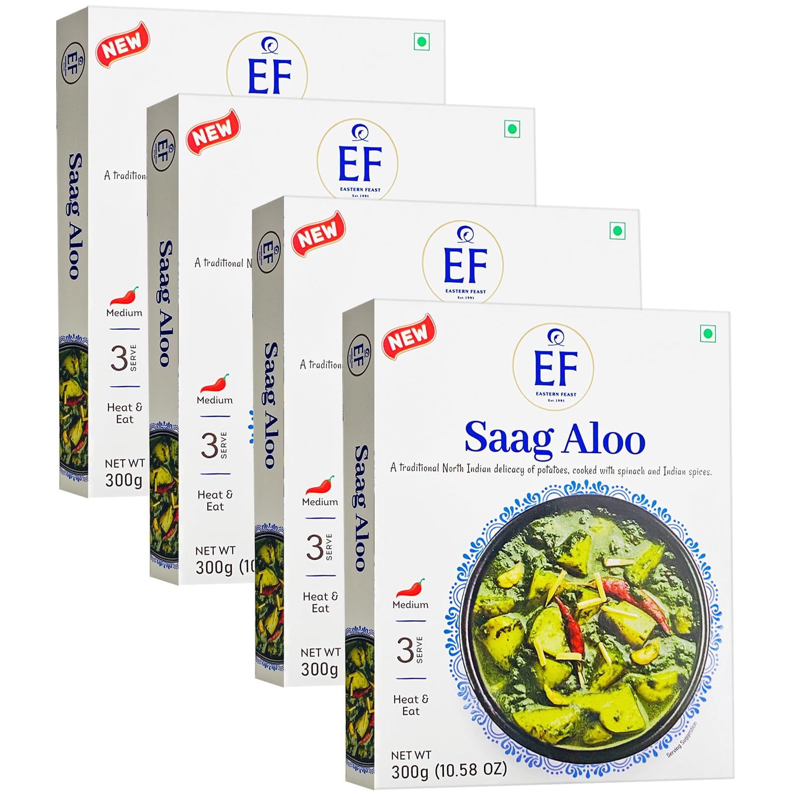 Eastern Feast - SCH4 Saag Aloo, Ready to Eat Meals, (Pack of 4 ...
