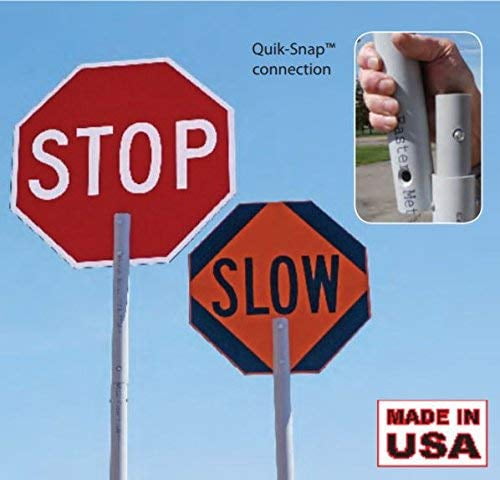 Eastern Metal Signs & Safety 18" Flagger-Helper STOP/SLOW Paddle with ...