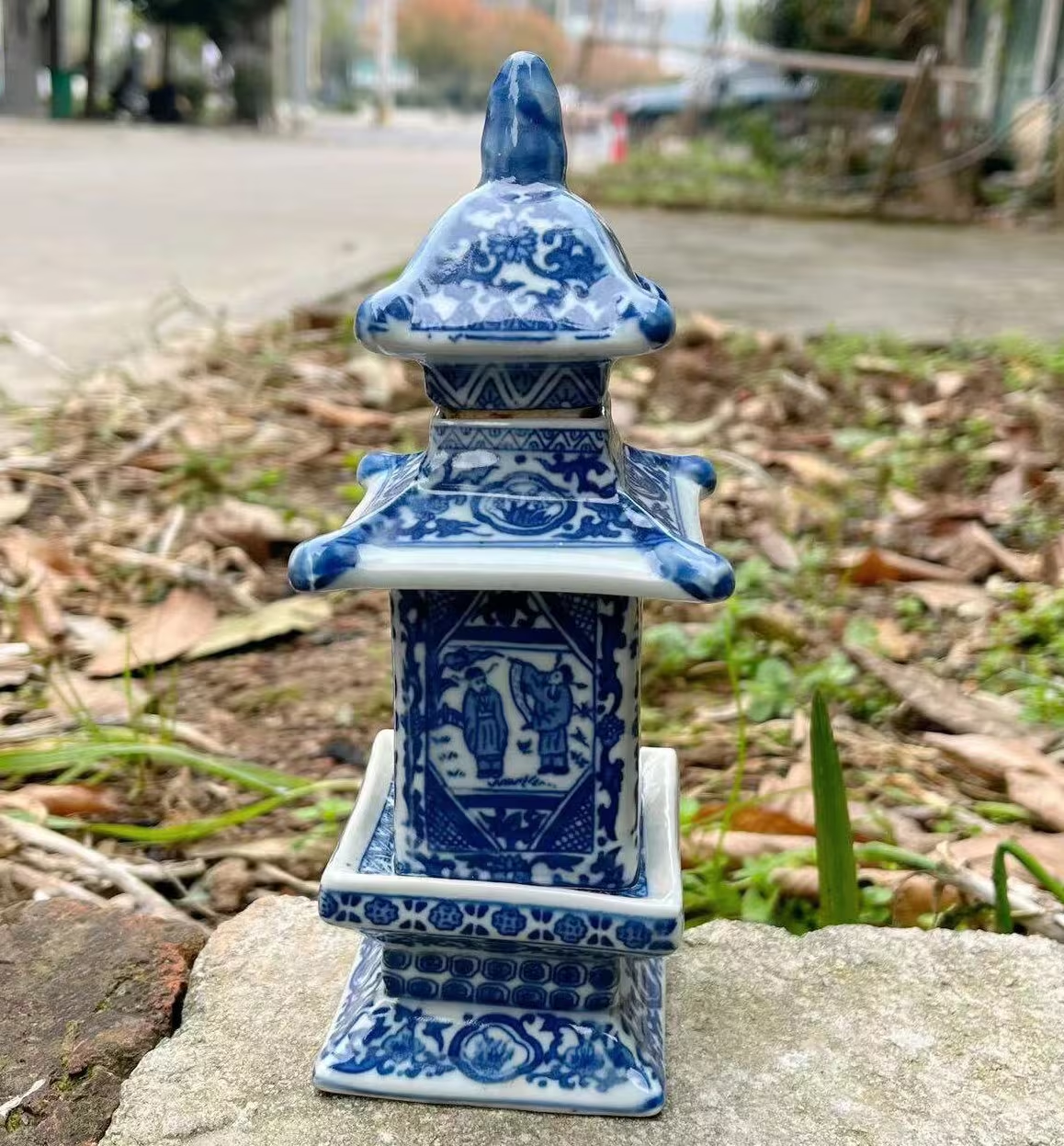 Eastern Mid-Century Ceramic Miniature Pagoda Tower Wen chang Tibet Hand ...