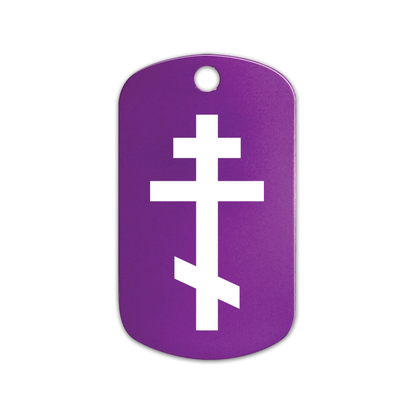 Eastern Orthodox Cross GI Dog Tag Aluminum Keychain byzantine - Purple ...
