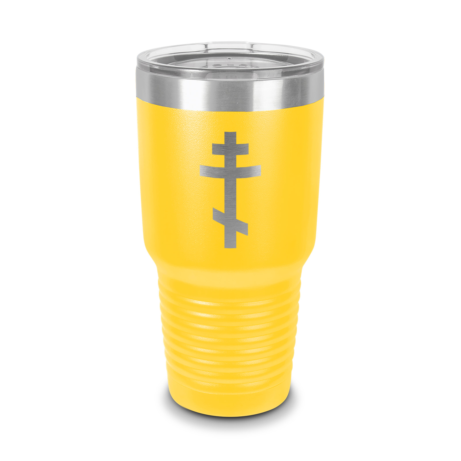 Eastern Orthodox Cross Tumbler 30 oz - Laser Engraved w/ Clear Lid ...