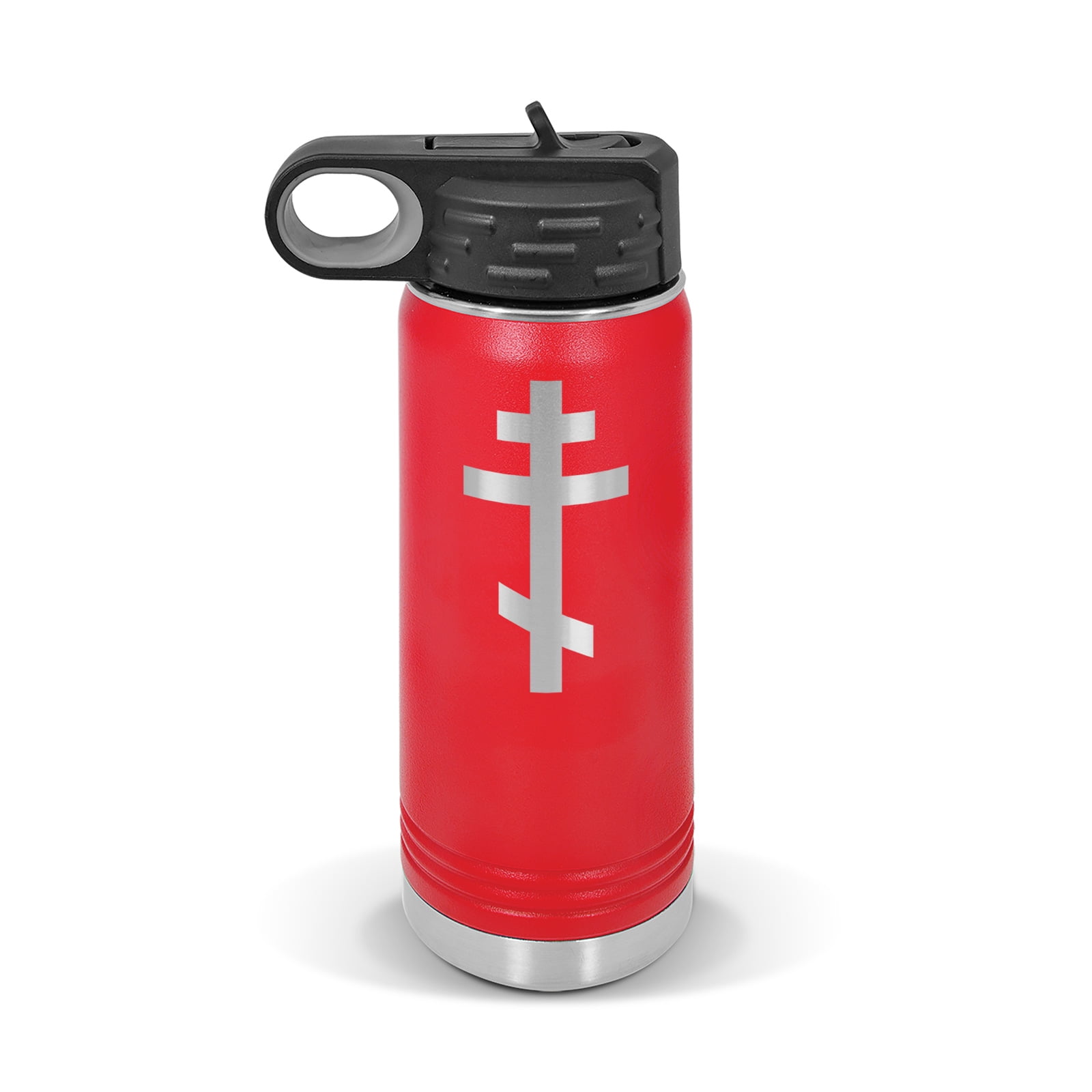 Eastern Orthodox Cross Water Bottle 20 oz - Laser Engraved w/ Flip Top ...