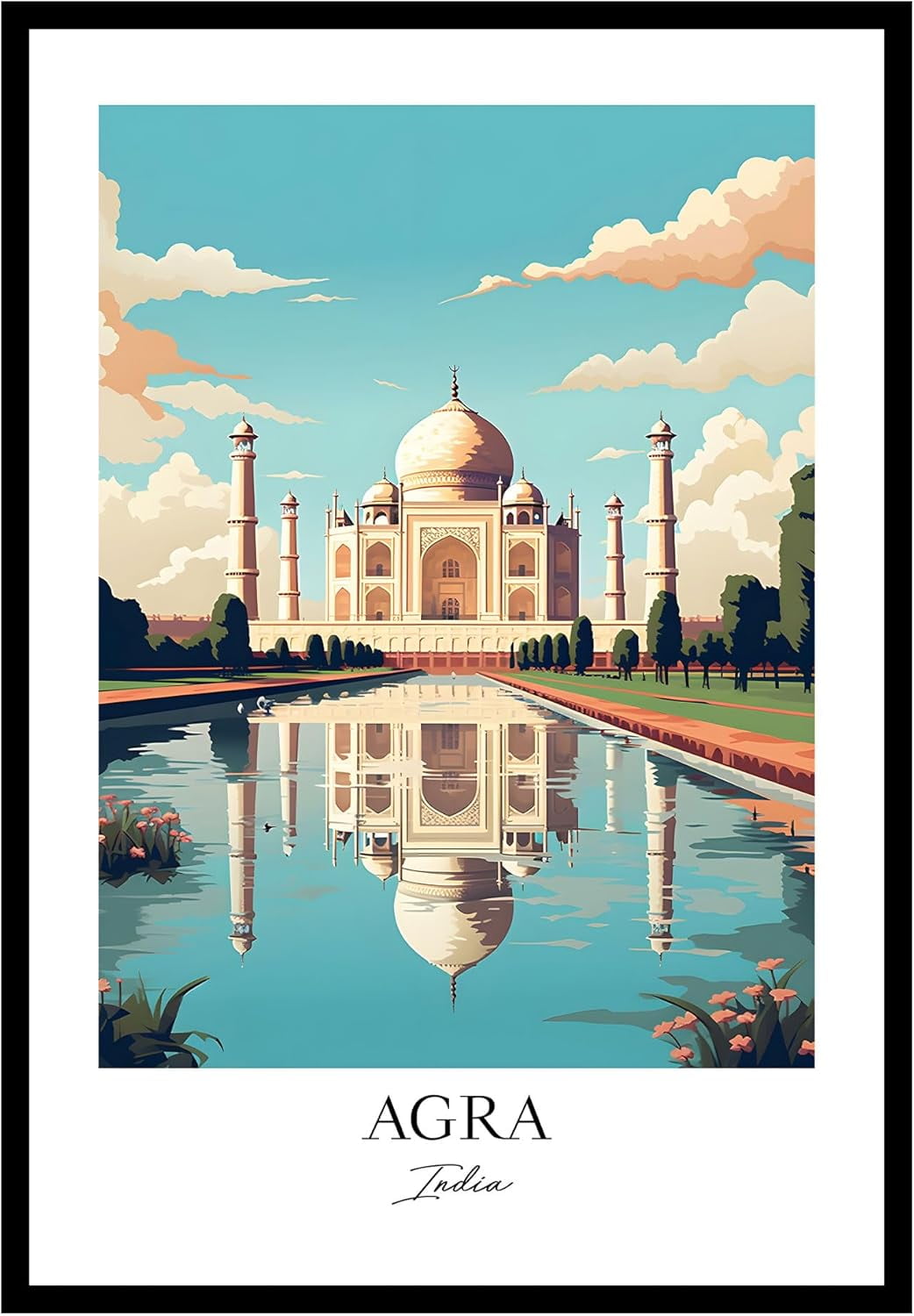 Eastern Print Agra Poster, India Poster, Agra Wall Art, Vintage Travel ...