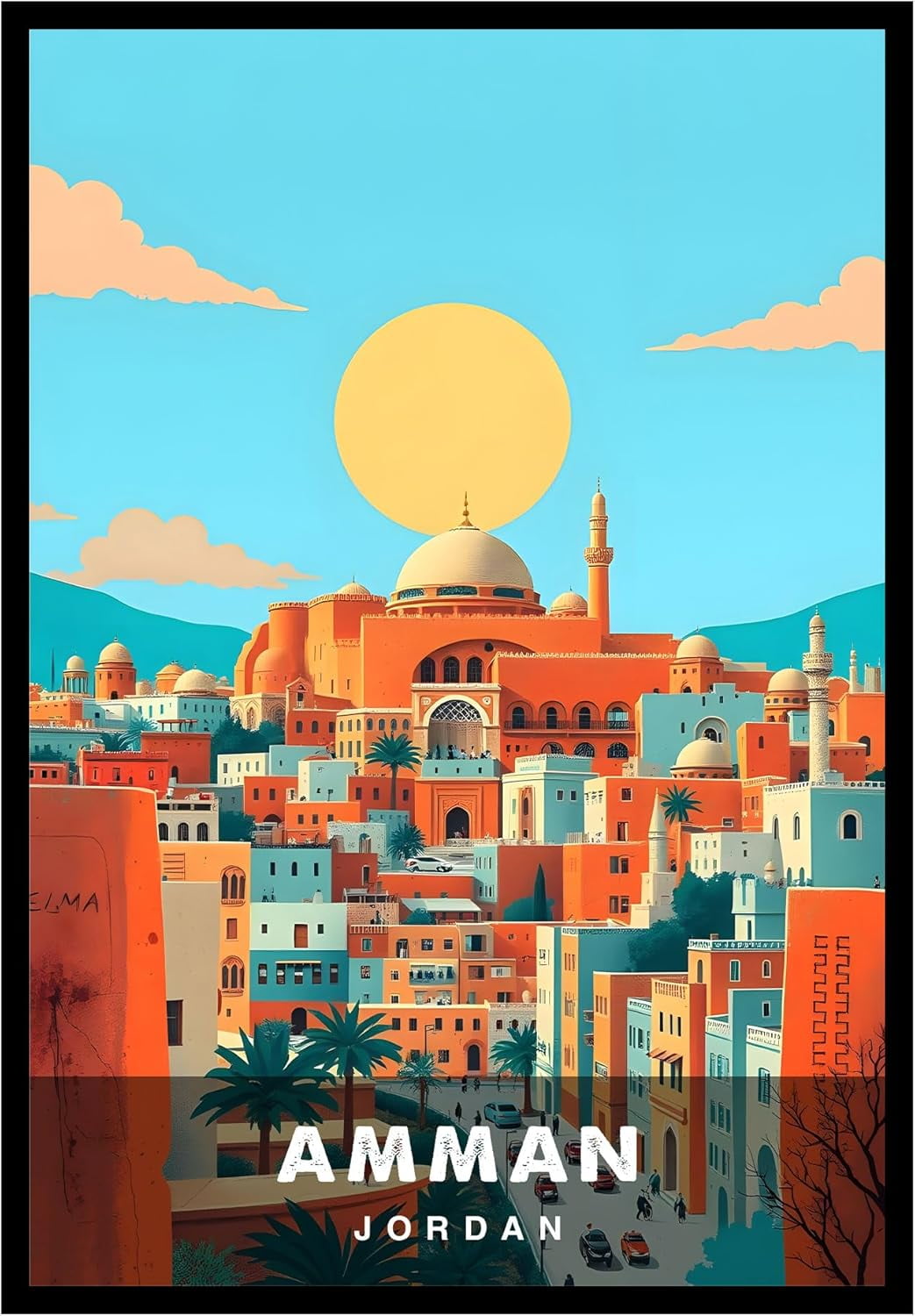 Eastern Print Amman Poster, Jordan Poster, Amman Wall Art, Vintage ...