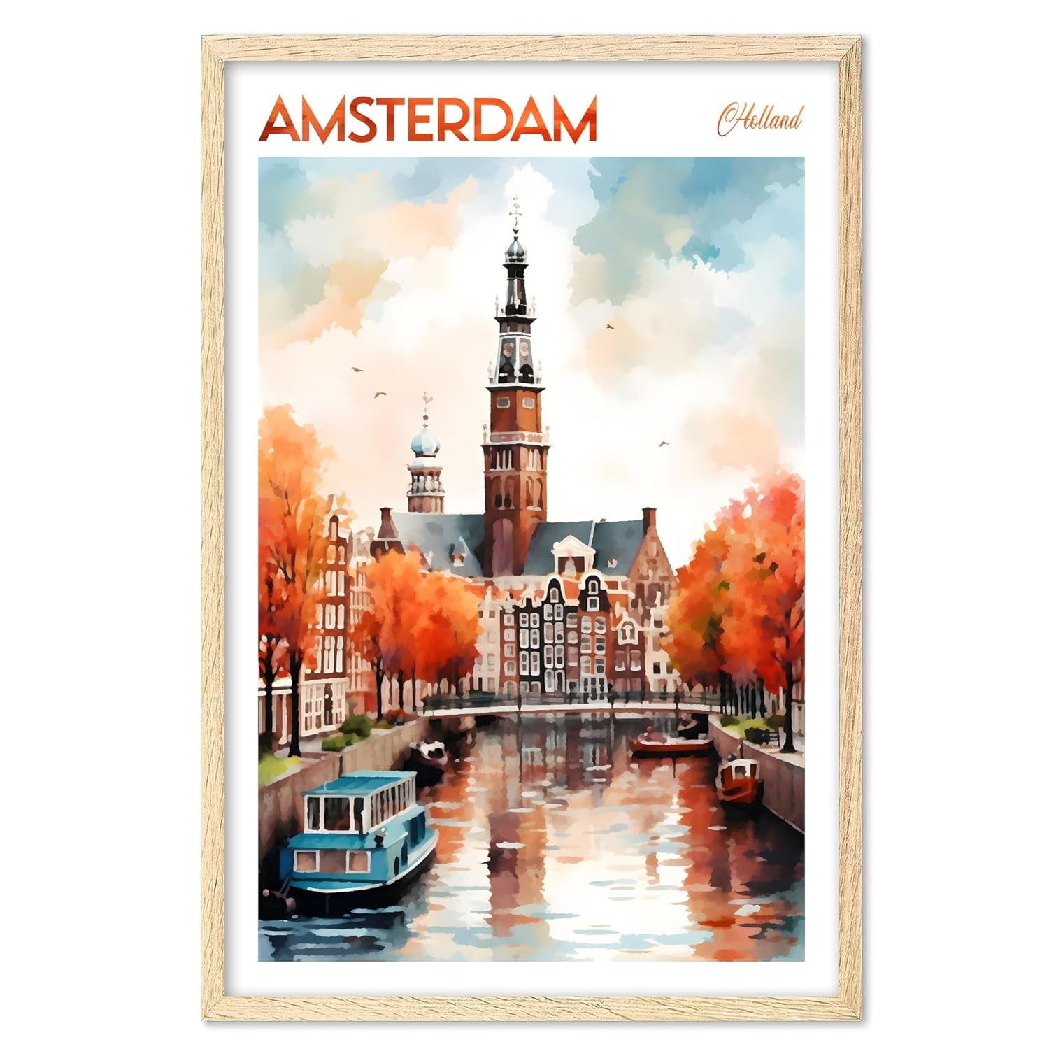 Eastern Print Amsterdam Poster, Holland Poster, Amsterdam Wall Art, Vintage Travel Posters, City ...