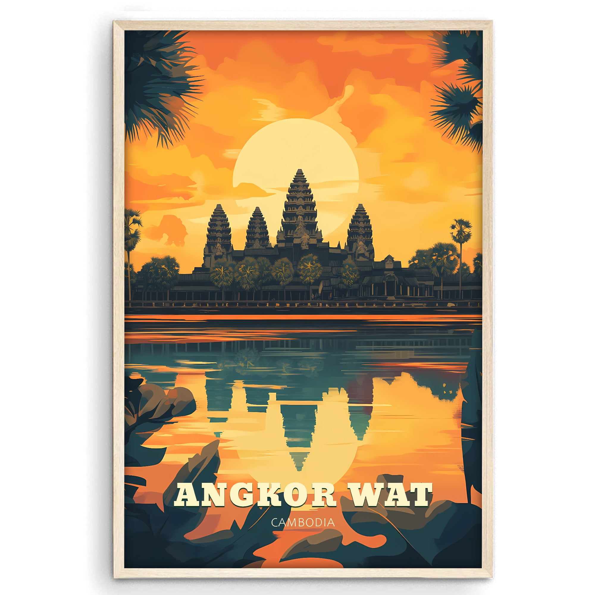 Eastern Print Angkor Wat Poster, Travel Poster, City Prints Wall Decor ...