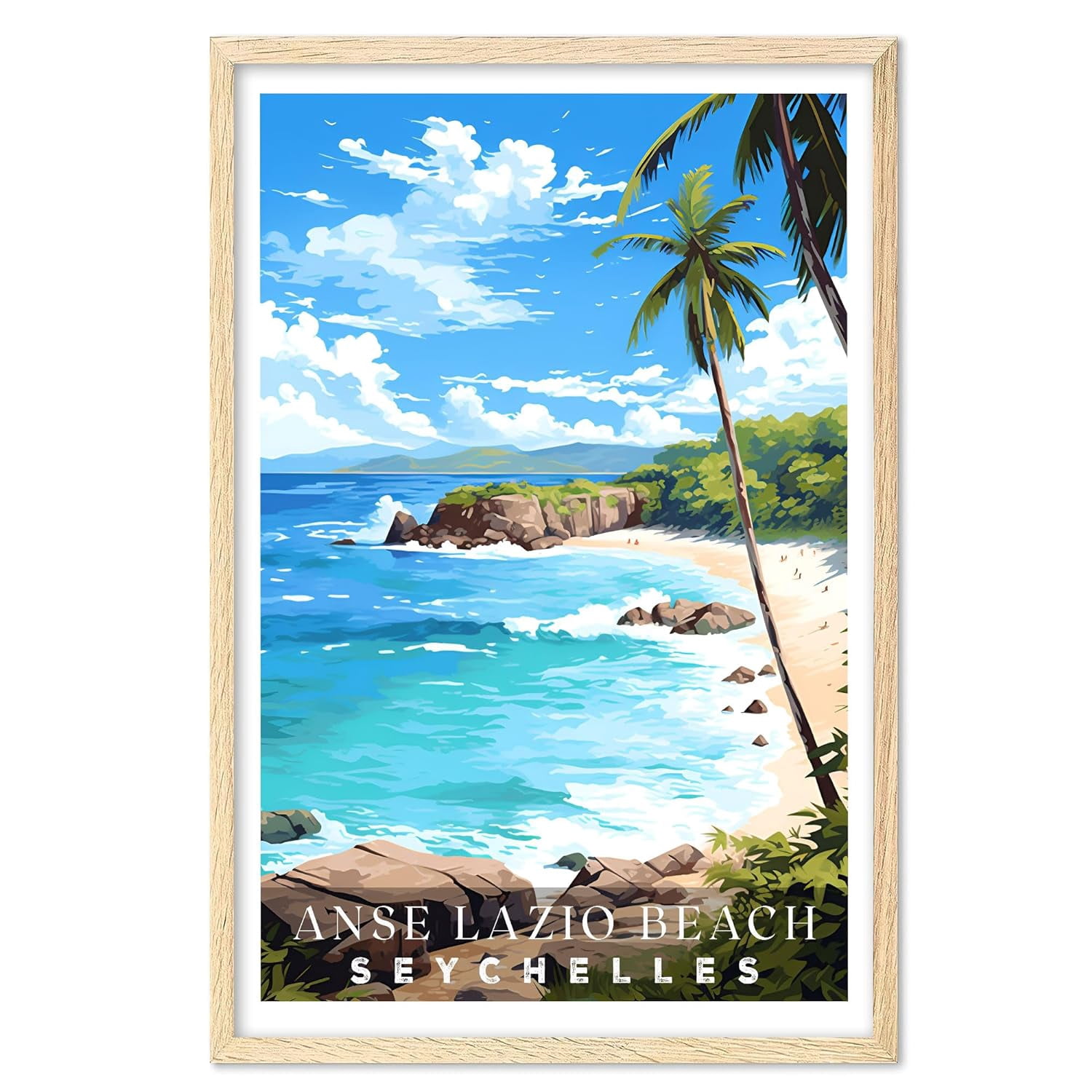 Eastern Print Anse Lazio Beach Poster, Beautiful Beach Prints, Vintage ...