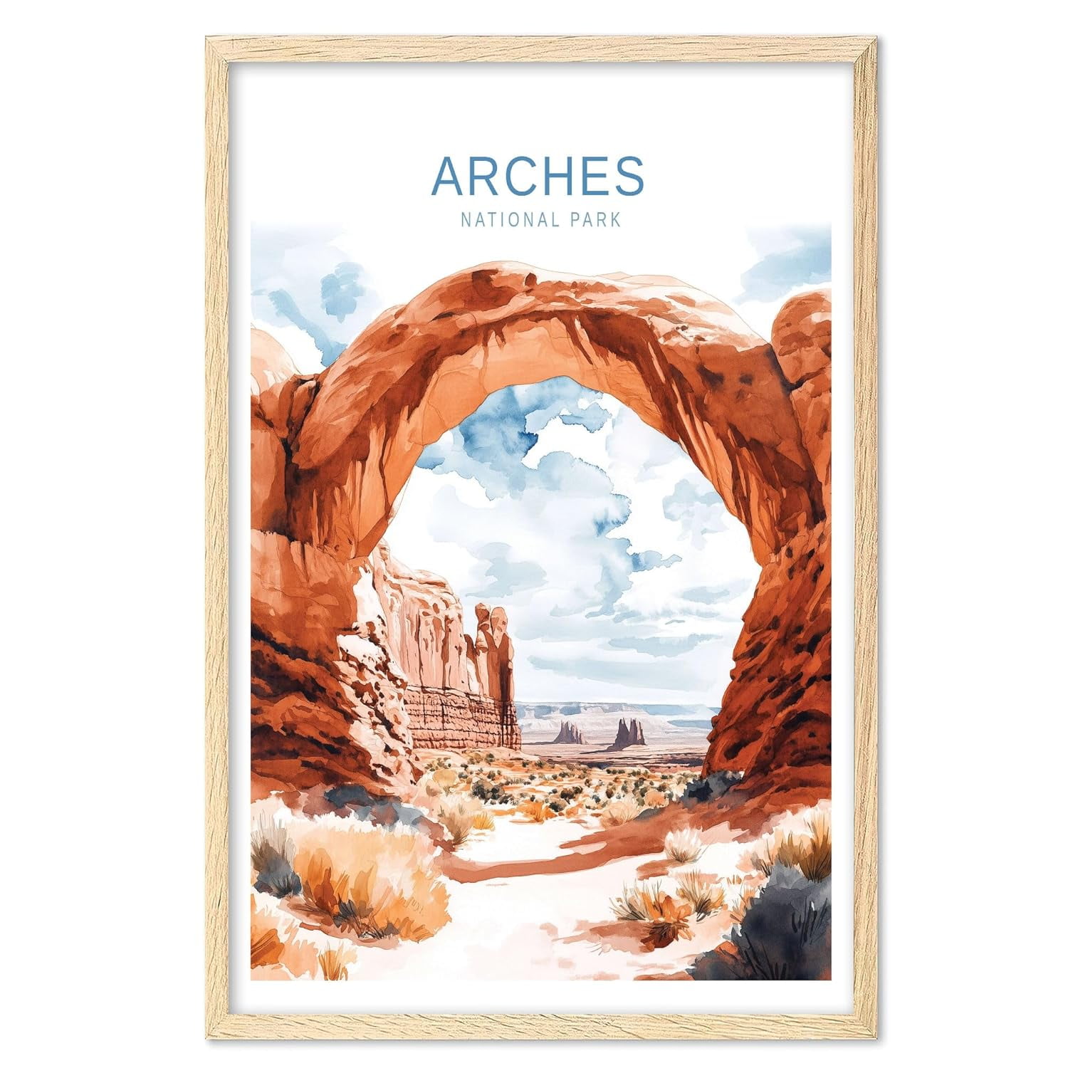 Eastern Print Arches National Park Watercolor Art Print, National Park ...