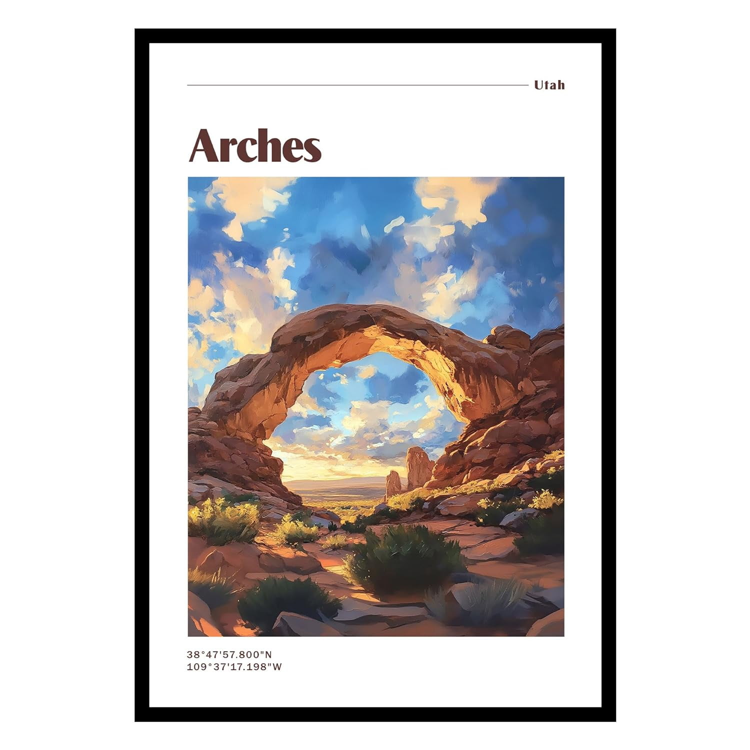 Eastern Print Arches Poster, Arches National Park Poster, Arches Wall ...