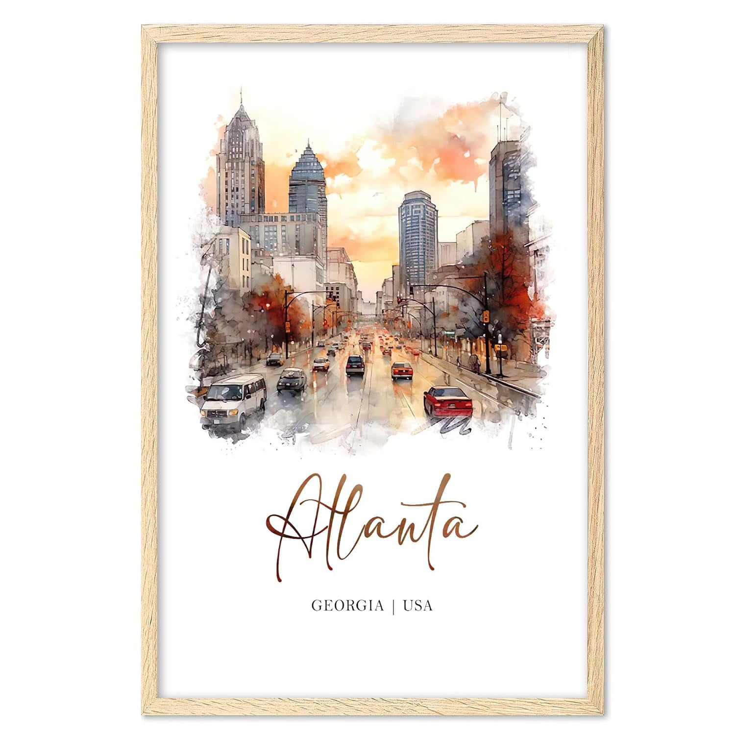 Eastern Print Atlanta Poster Art Print, States Landscape Wall Art Decor ...