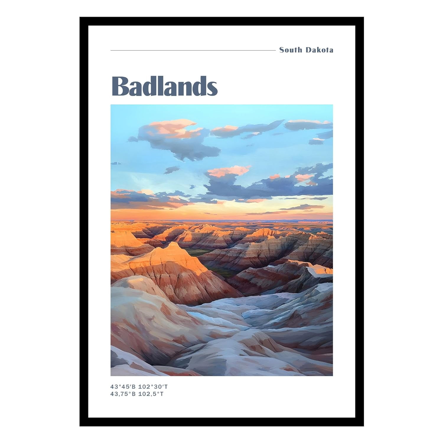 Eastern Print Badlands Poster, Badlands National Park Poster, Badlands ...