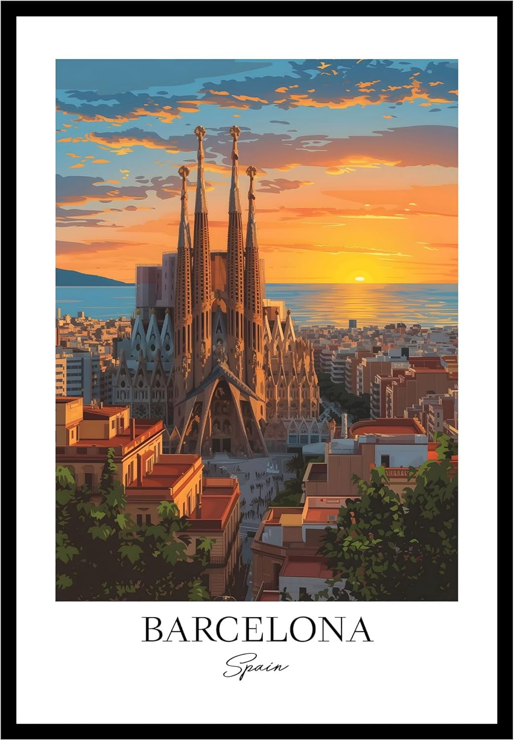Eastern Print Barcelona Poster, Spain Poster, Barcelona Wall Art ...