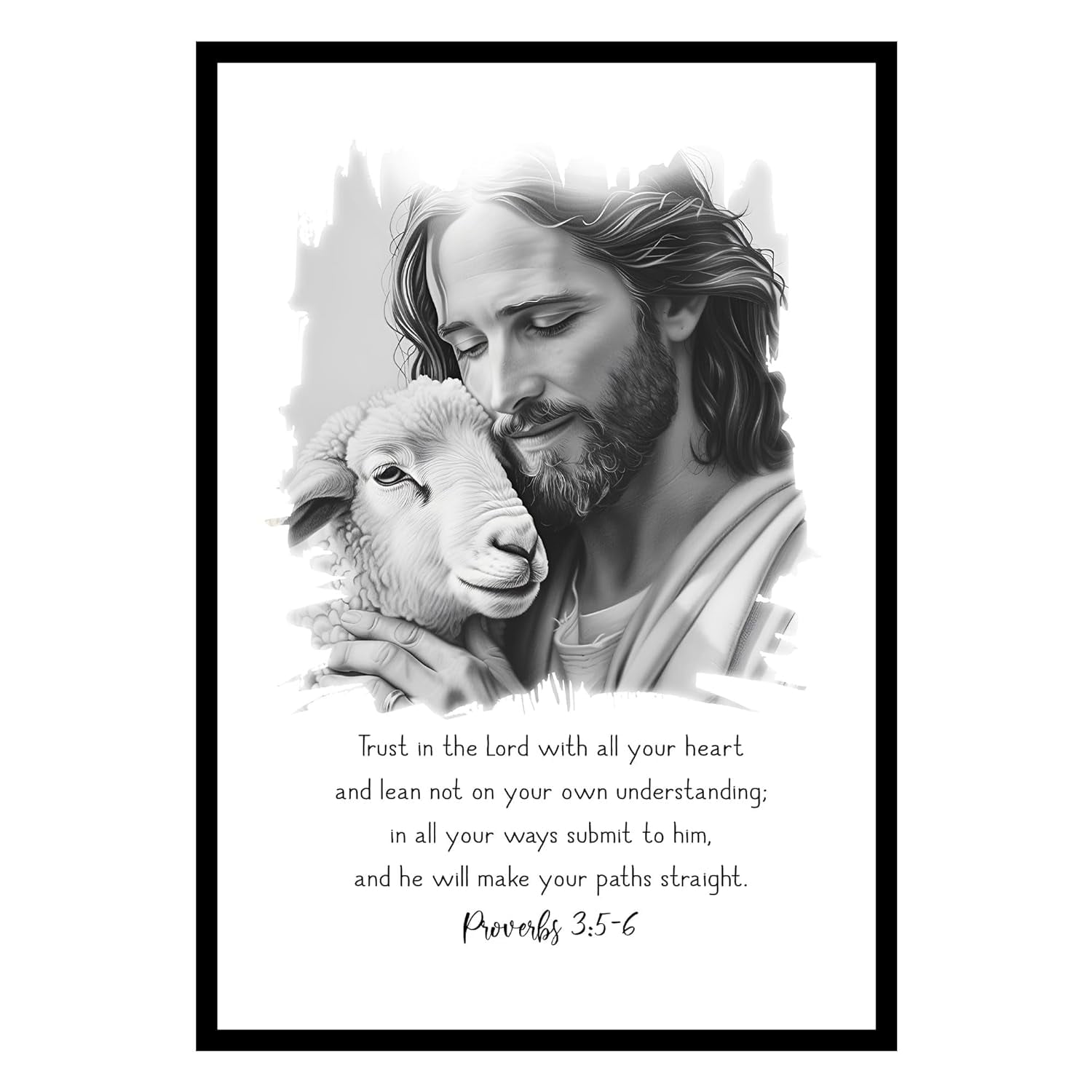 Eastern Print Bible Verse Inspirational Wall Decor Proverbs 3:5-6 ...