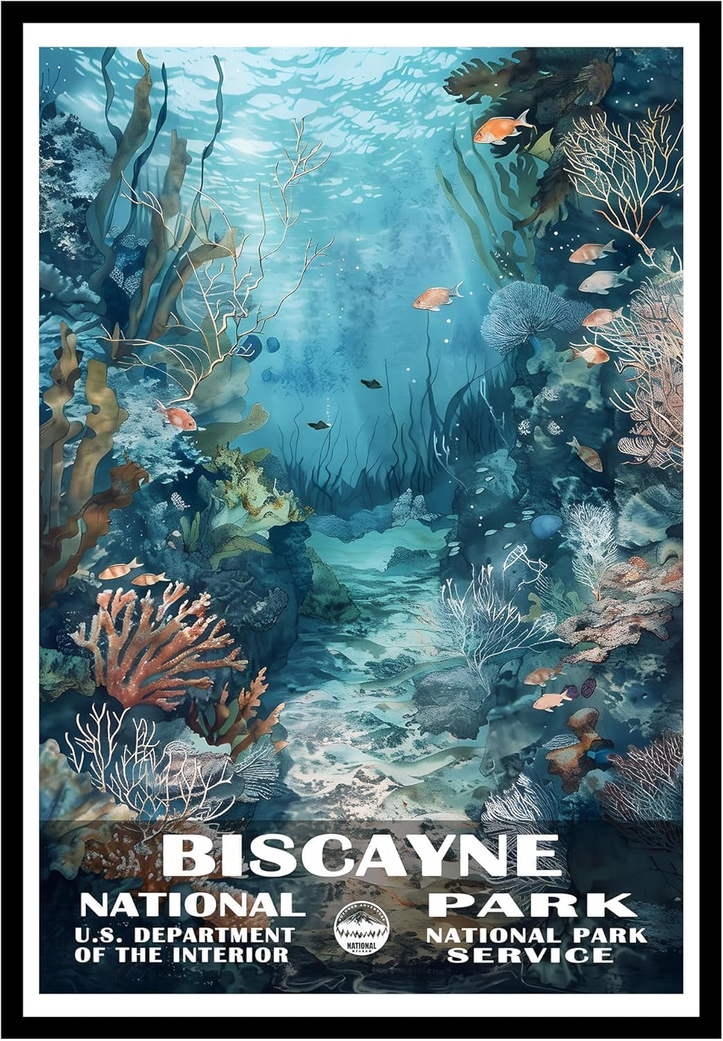 Eastern Print Biscayne National Park Wall Art, National Parks Abstract ...