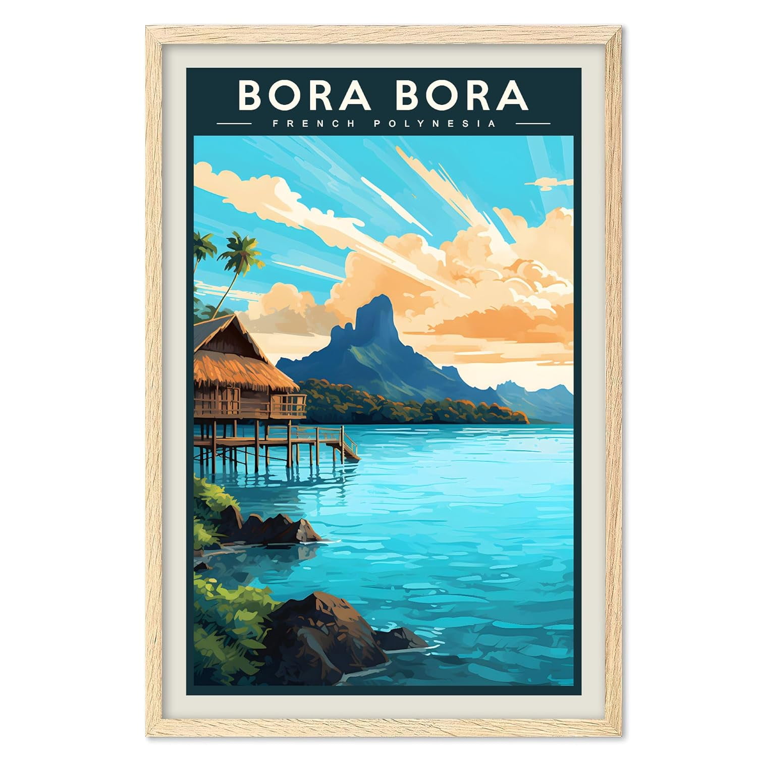 Eastern Print Bora Bora Poster, Bora Bora Print, French Polynesia ...