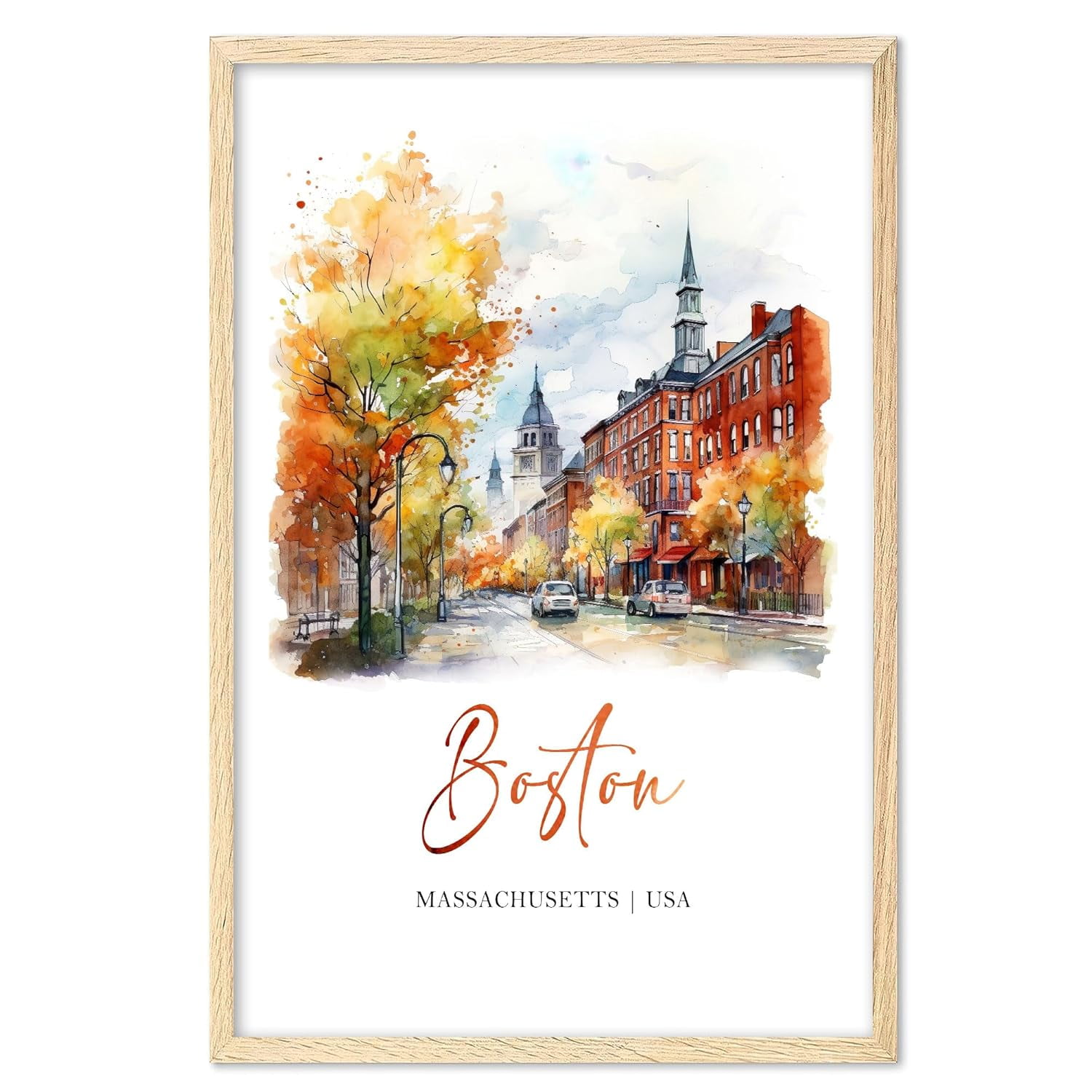 Eastern Print Boston Poster Art Print, States Landscape Wall Art Decor ...