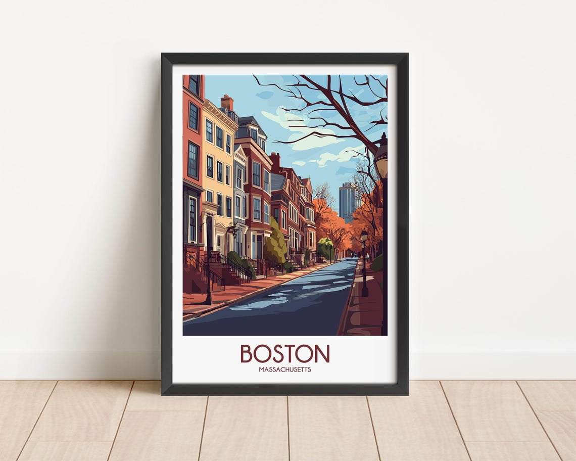 Eastern Print Boston Travel Poster Massachusetts Scenic Wall Art, 24x36 ...