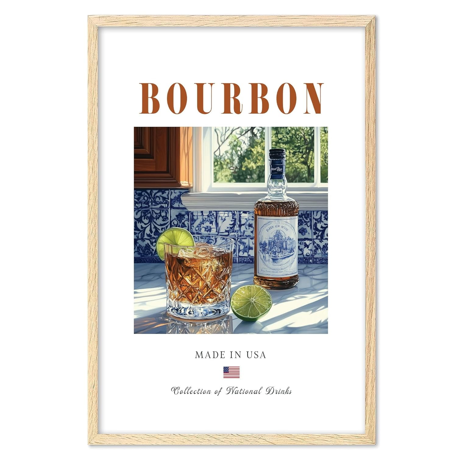 Eastern Print Bourbon In Tile Art Print, Drink Posters, USA Wall Art ...