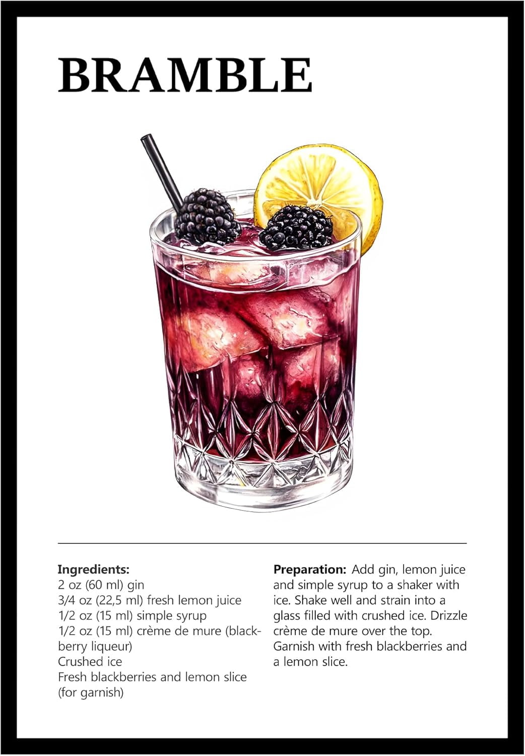 Eastern Print Bramble Wall Art, Colorful Cocktail Wall Art, Bar Trolley ...