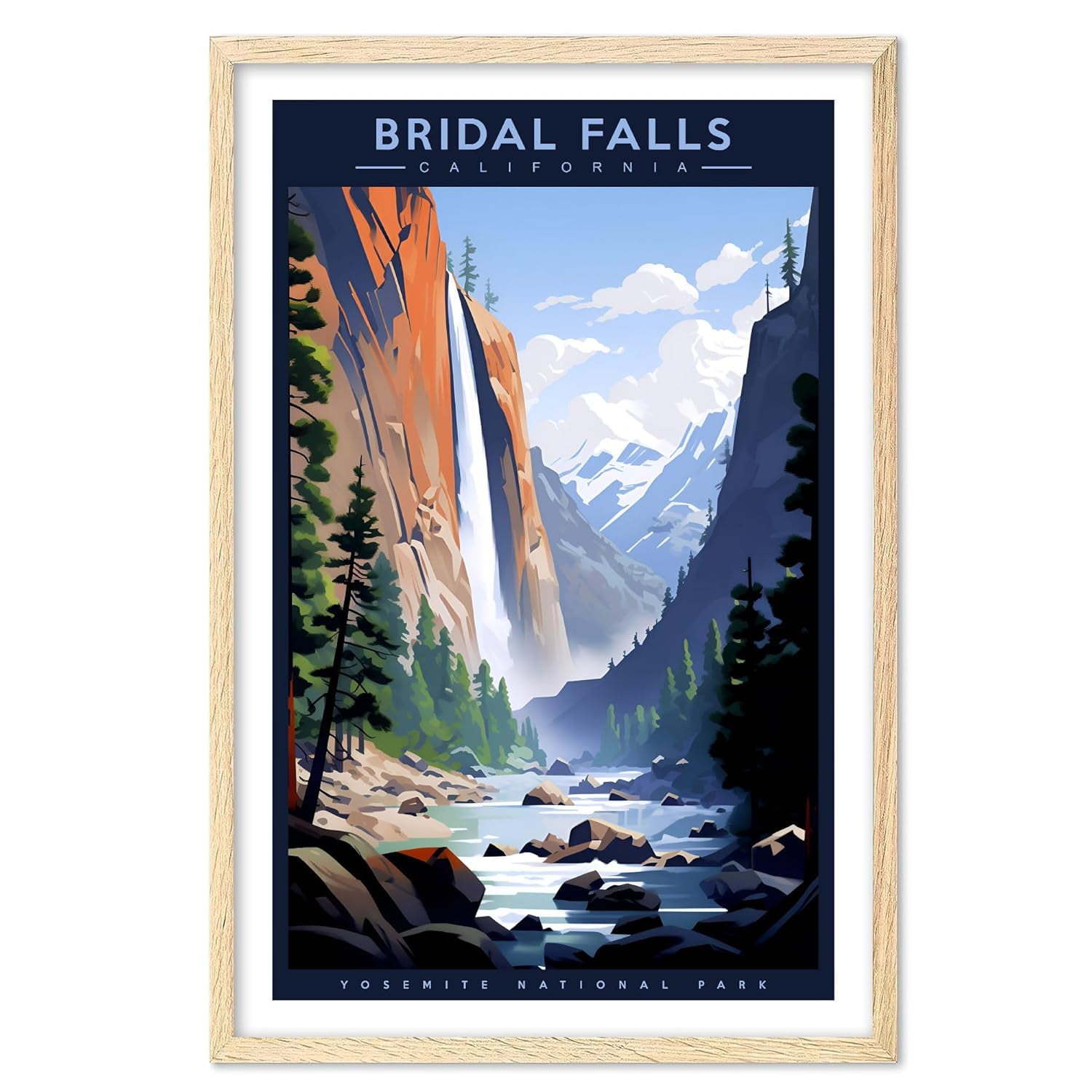 Eastern Print Bridal Falls Poster, Yosemite National Park Poster ...