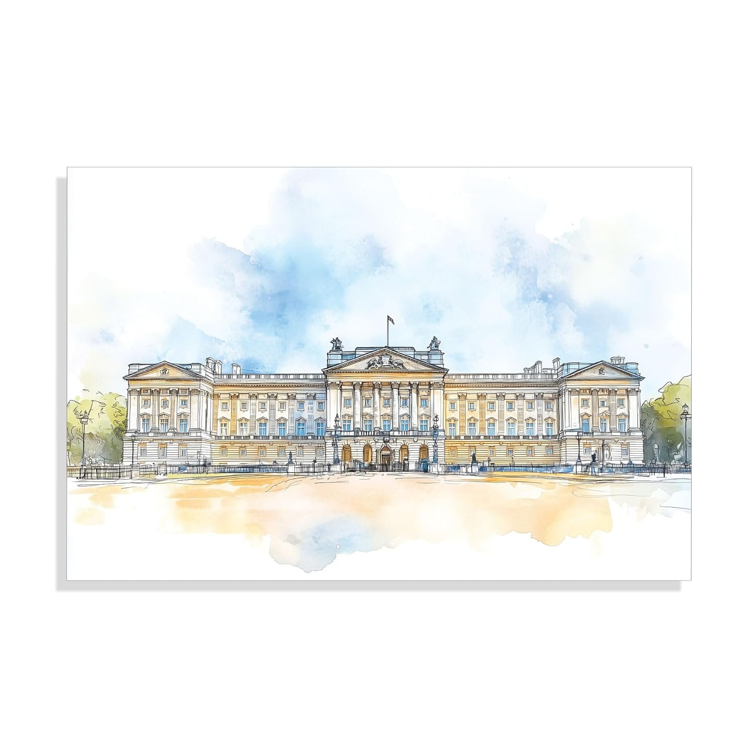 Eastern Print Buckingham Watercolor Art Print, London Wall Art, England ...