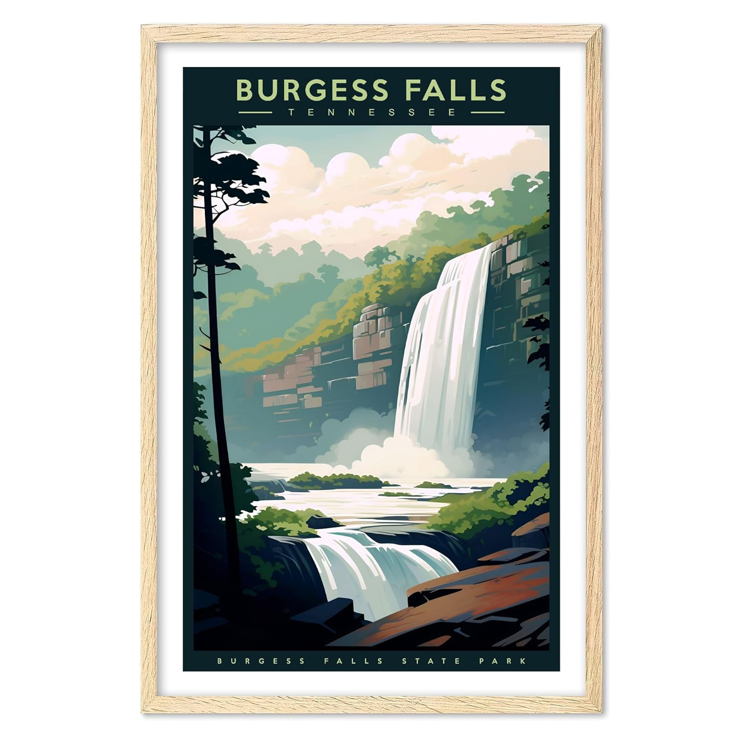 Eastern Print Burgess Falls Poster, Burgess Falls State Park Poster ...