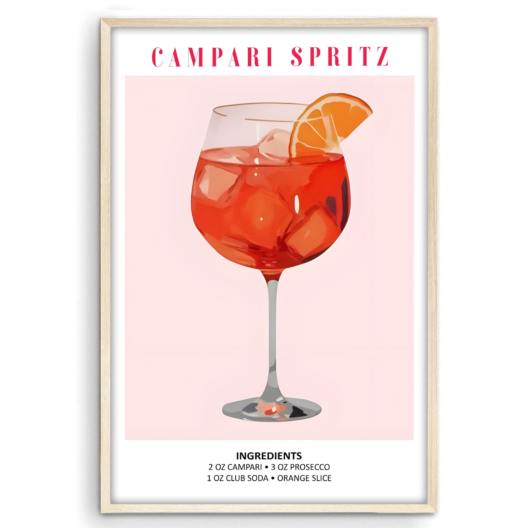 Eastern Print Campari Spritz Cocktail Poster Art, Bar Cart Liquor ...