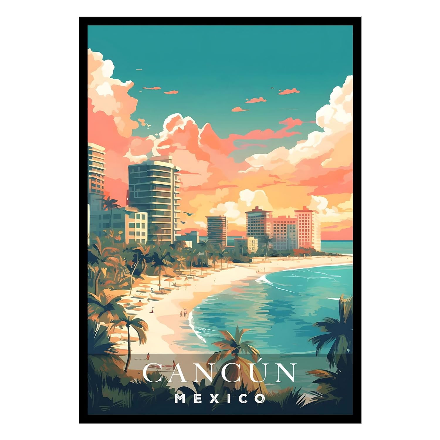 Eastern Print Cancún Poster, Mexico Poster, Cancún Wall Art, Vintage ...