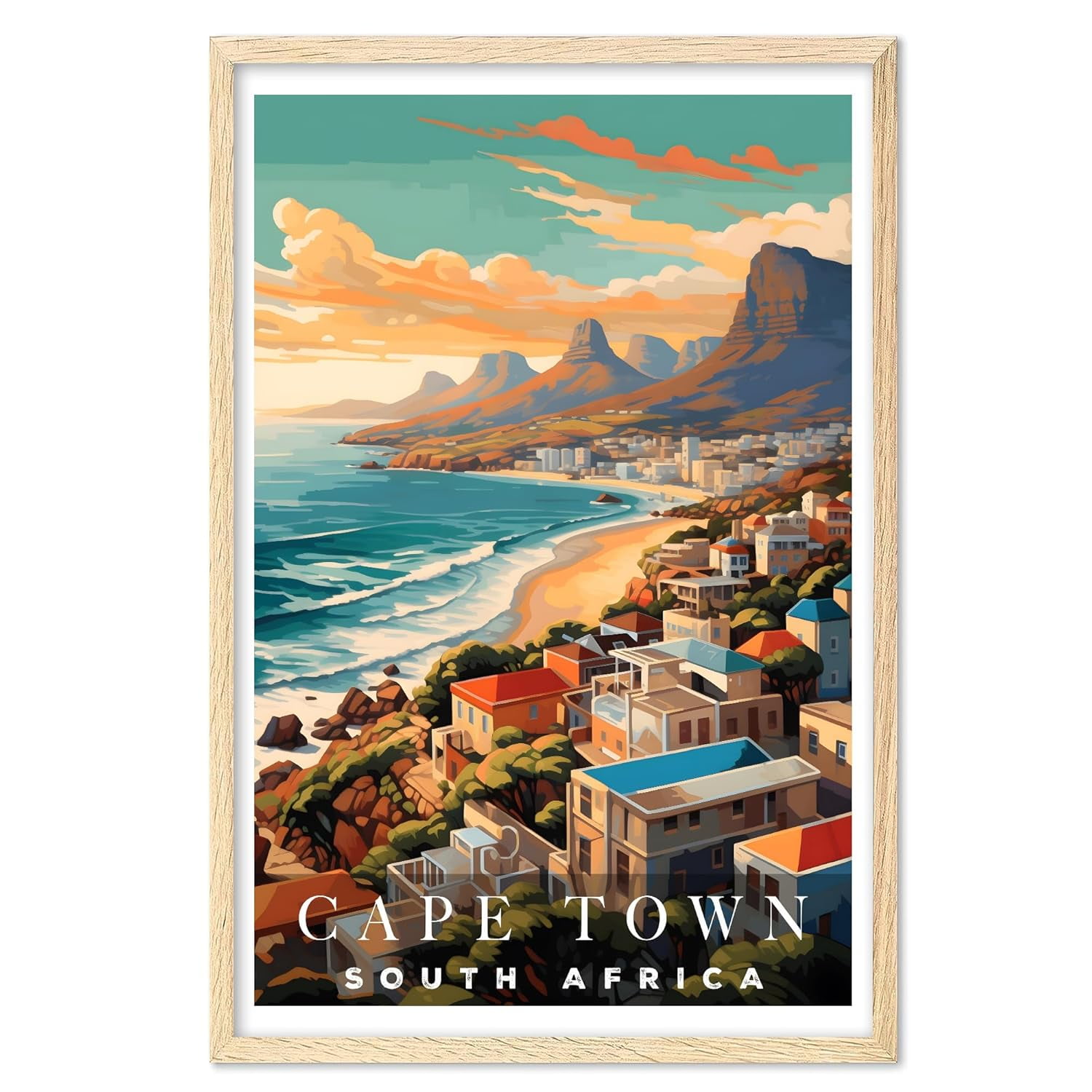 Eastern Print Cape Town Poster, South Africa Poster, Cape Town Wall Art ...
