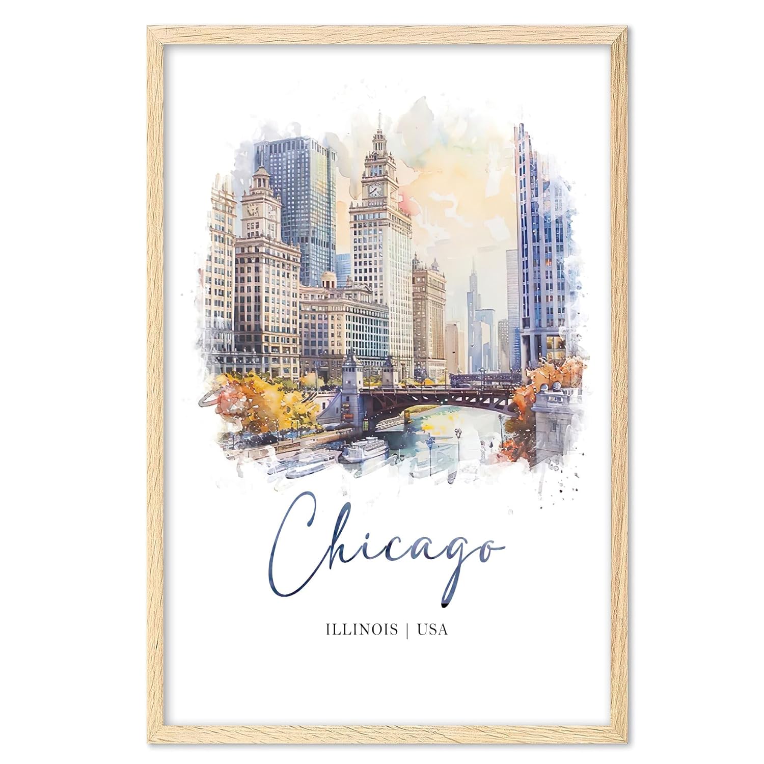 Eastern Print Chicago Poster Art Print, States Landscape Wall Art Decor ...