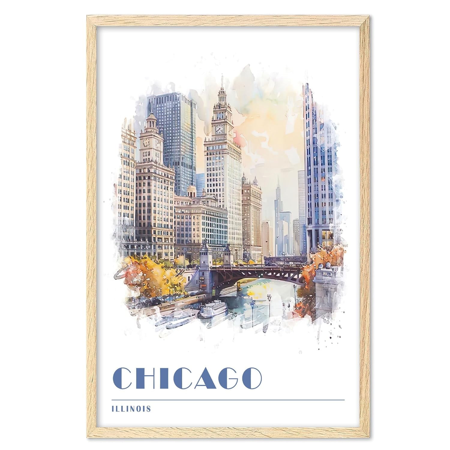 Eastern Print Chicago Wall Art, States Landscape Wall Art Decor ...