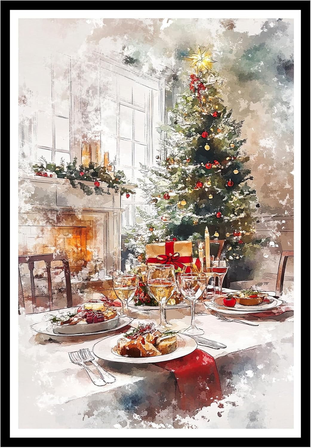 Eastern Print Christmas Wall Art, Vintage Christmas Poster, Christmas ...